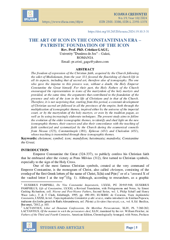 (PDF) THE ART OF ICON IN THE CONSTANTINIAN ERA -PATRISTIC FOUNDATION OF ...