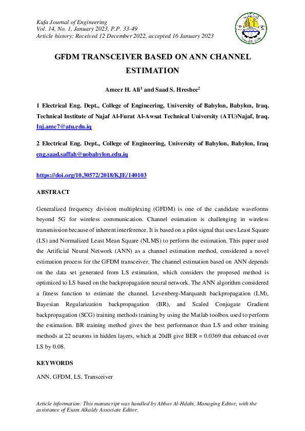 (PDF) GFDM Transceiver Based on Ann Channel Estimation
