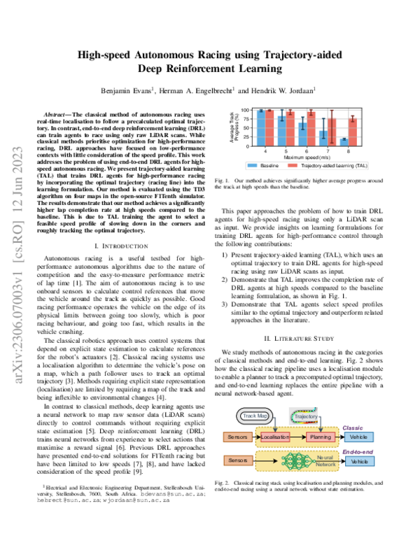 (PDF) High-speed Autonomous Racing using Trajectory-aided Deep Reinforcement Learning