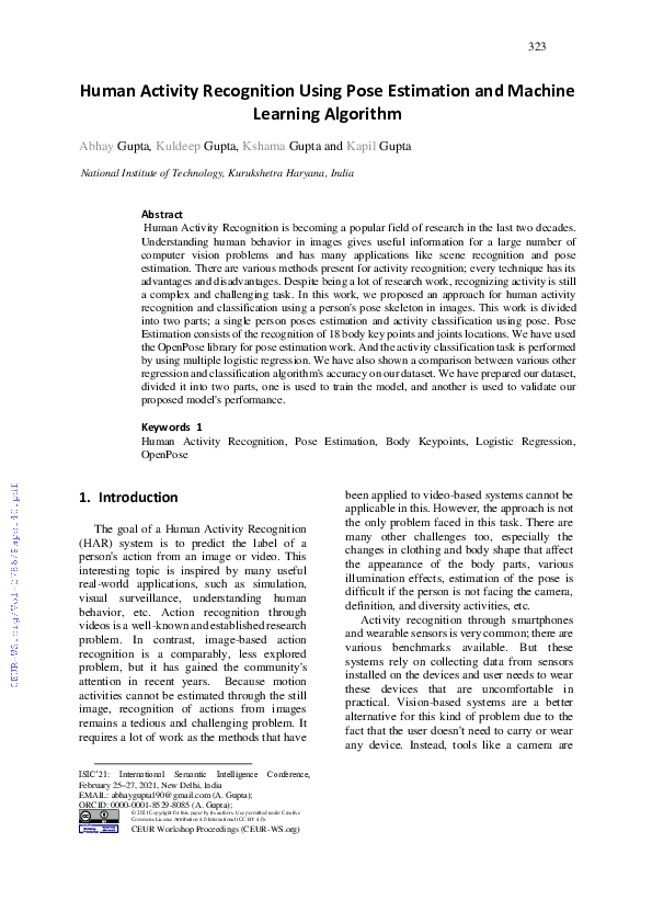 (PDF) Human Activity Recognition Using Pose Estimation and Machine ...