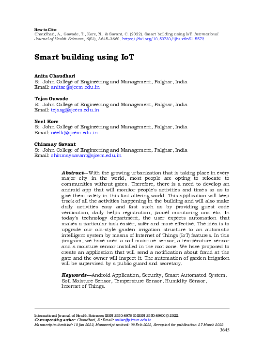 (PDF) Smart building using IoT