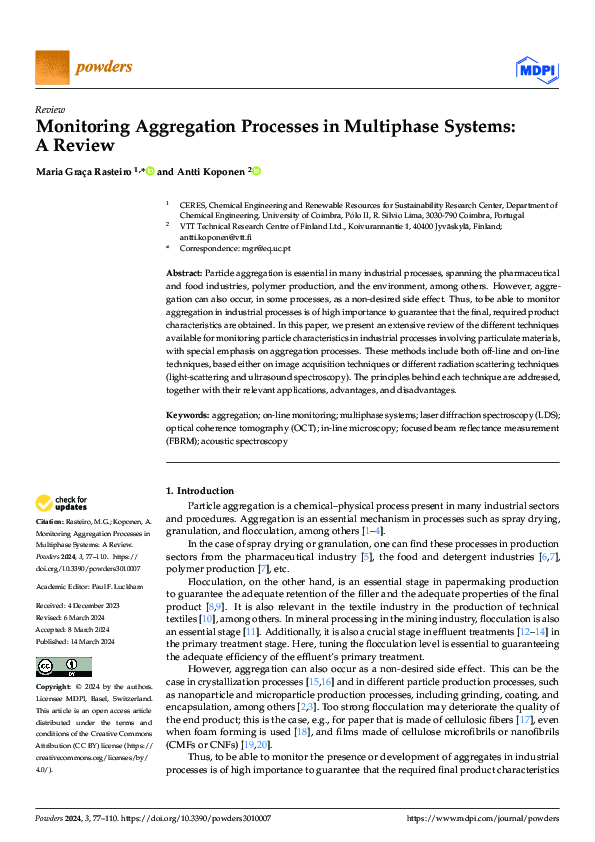 Pdf Monitoring Aggregation Processes In Multiphase Systems A Review