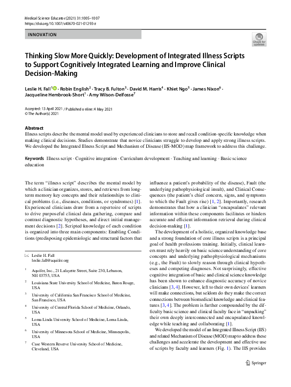 (PDF) Thinking Slow More Quickly: Development of Integrated Illness ...