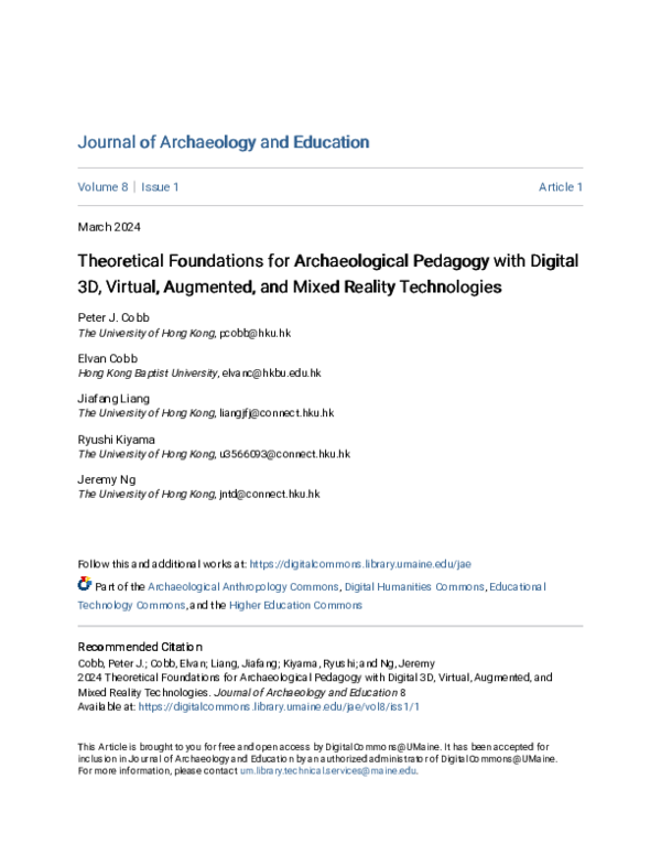 (PDF) Theoretical Foundations for Archaeological Pedagogy with Digital 3D, Virtual, Augmented ...