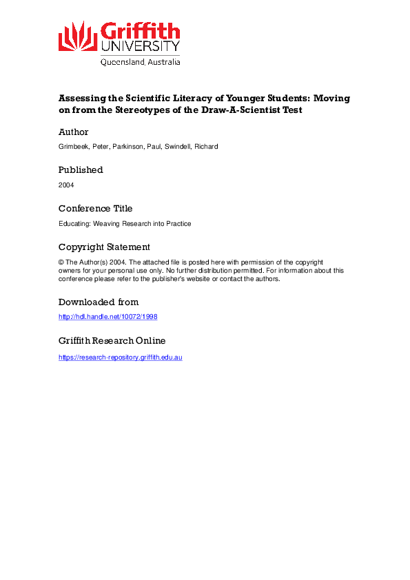 (PDF) Assessing the Scientific Literacy of Younger Students: Moving on ...
