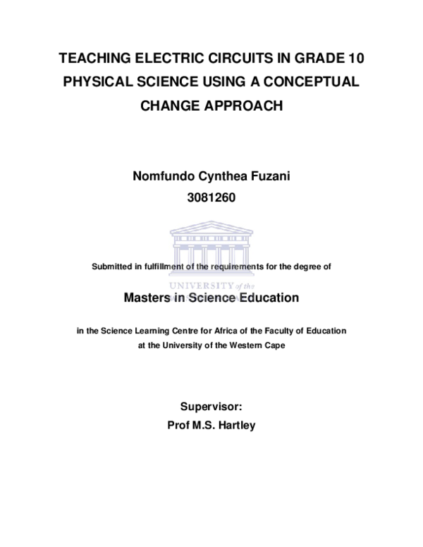 (PDF) Teaching electrical circuits in grade 10 physical science using a ...