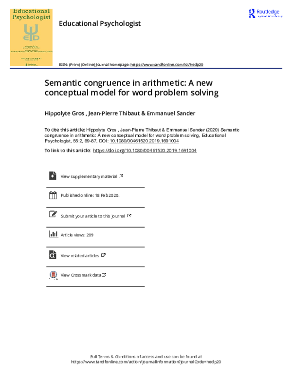 (PDF) Semantic congruence in arithmetic: A new conceptual model for ...