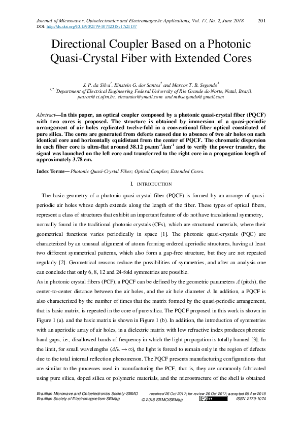 (PDF) Directional Coupler Based on a Photonic Quasi-Crystal Fiber with ...