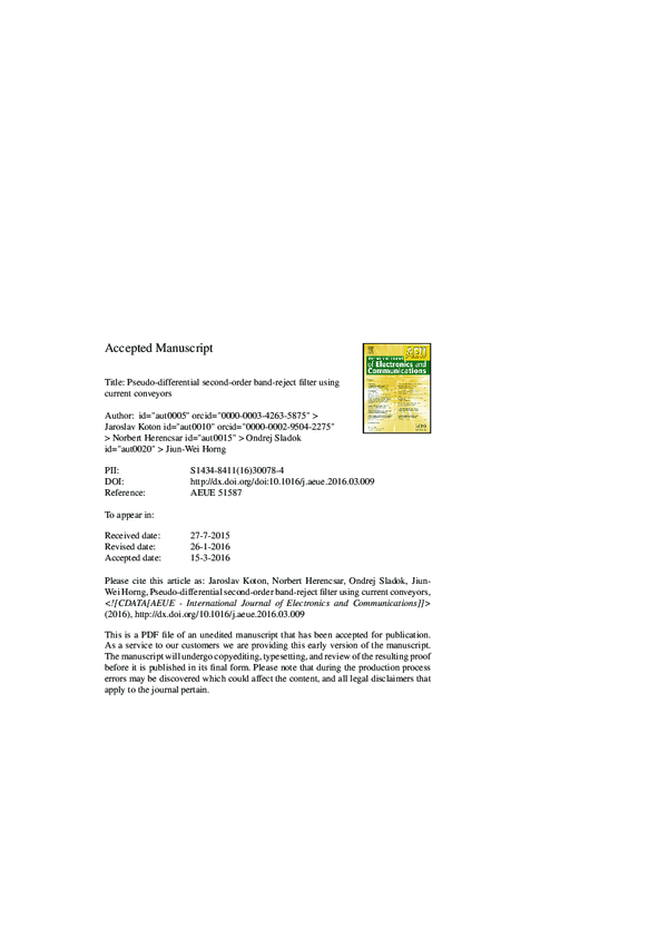 (PDF) Pseudo-differential second-order band-reject filter using current ...
