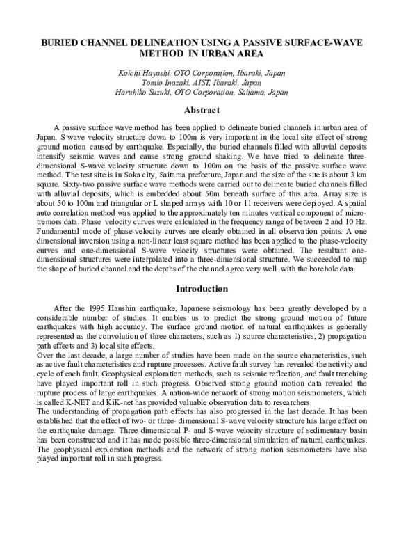 (PDF) Buried Channel Delineation Using A Passive Surface-Wave Method In ...