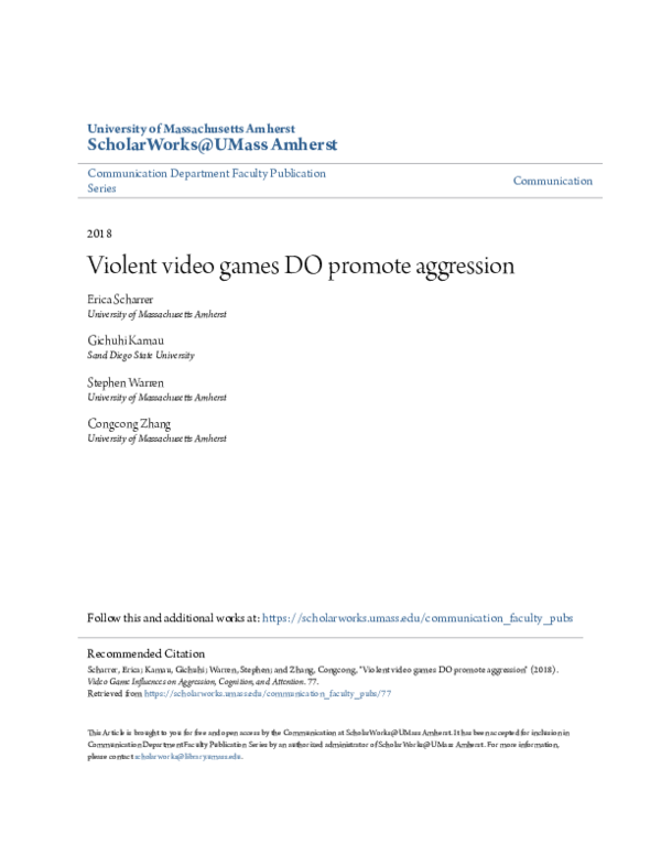 (PDF) Violent video games DO promote aggression
