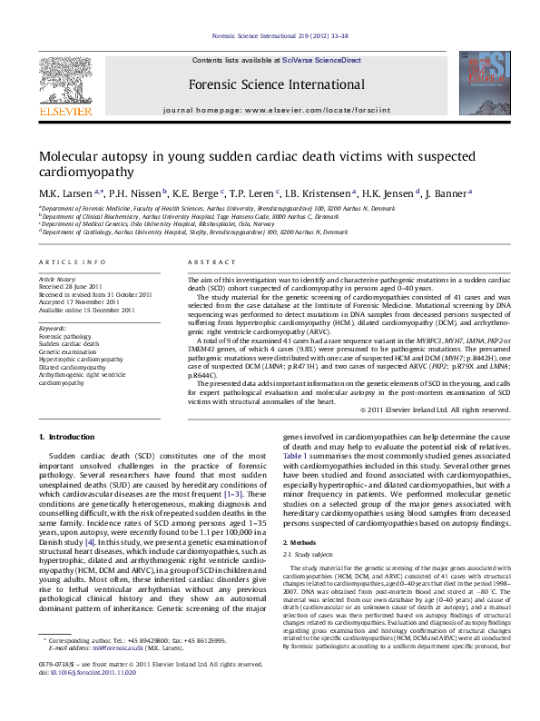 (PDF) Molecular autopsy in young sudden cardiac death victims with ...