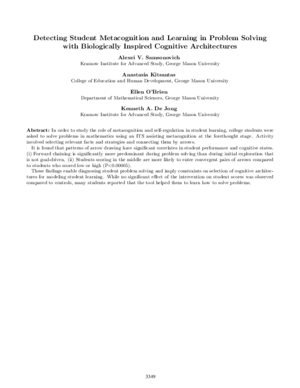 (PDF) Detecting Student Metacognition and Learning in Problem Solving ...