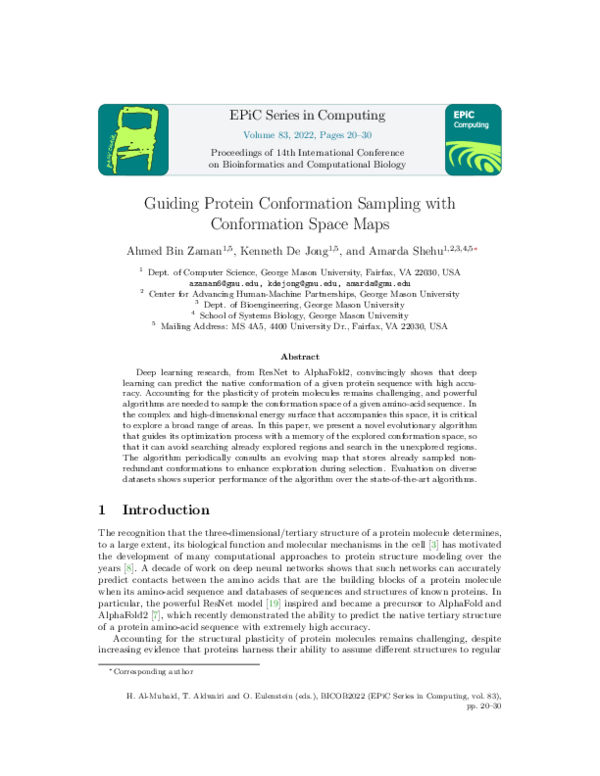 (PDF) Guiding Protein Conformation Sampling with Conformation Space Maps