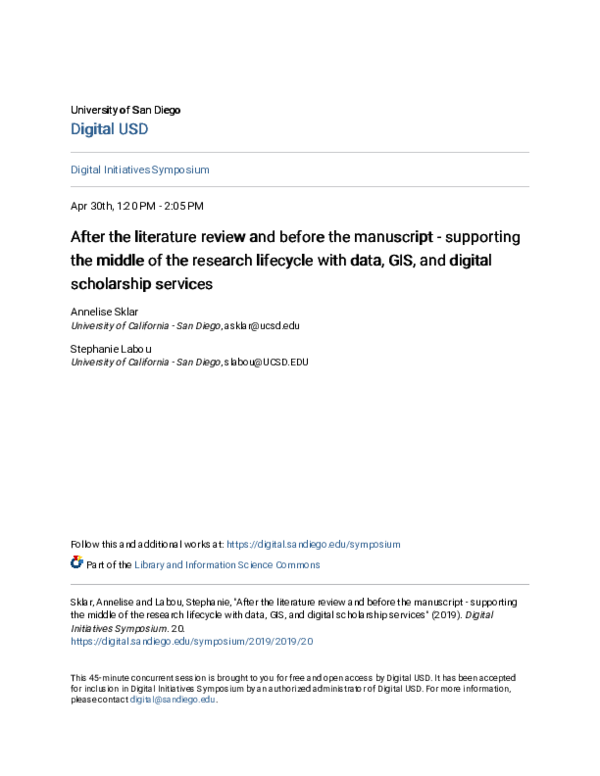 After the literature review and before the manuscript - supporting the middle of the research ...