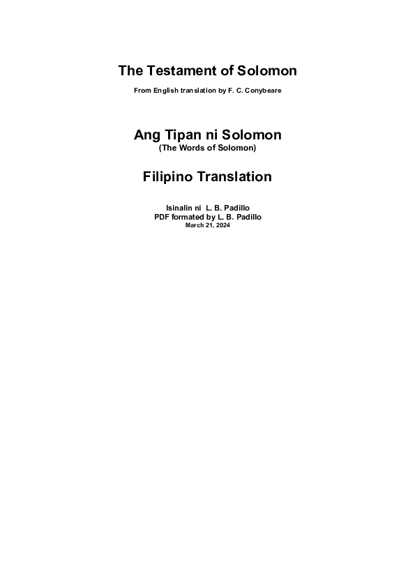 (PDF) The Testament of Solomon -Filipino Translation