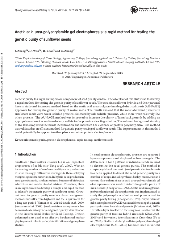 (PDF) Acetic Acid-Urea Polyacrylamide Gel Electrophoresis of Basic Proteins