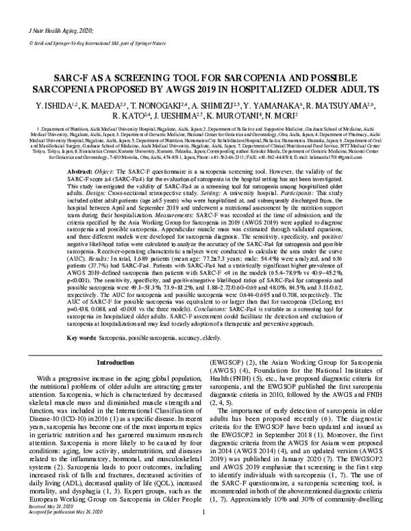 (PDF) SARC-F as a Screening Tool for Sarcopenia and Possible Sarcopenia ...