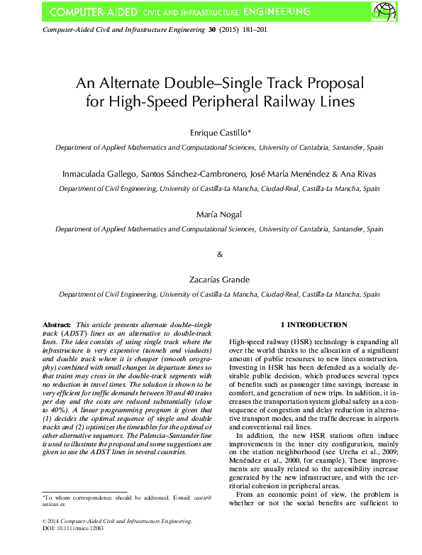 (PDF) An Alternate Double-Single Track Proposal for High-Speed ...