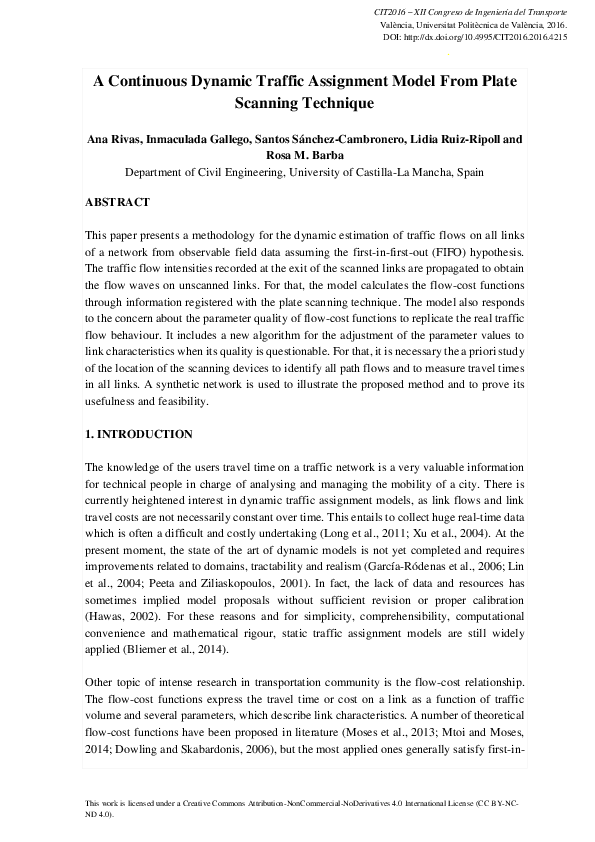 (PDF) A Continuous Dynamic Traffic Assignment Model From Plate Scanning Technique | Inmaculada ...