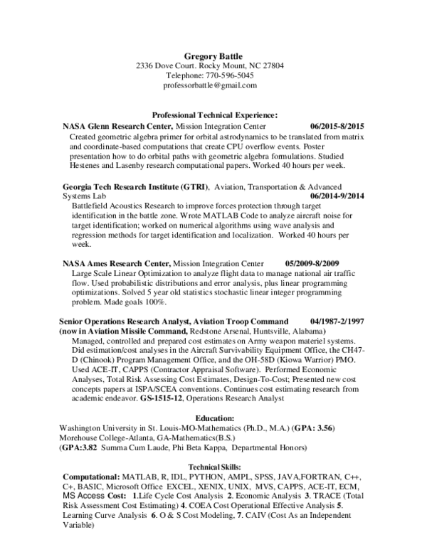 (PDF) Gregory Battle Applied Resume 2020
