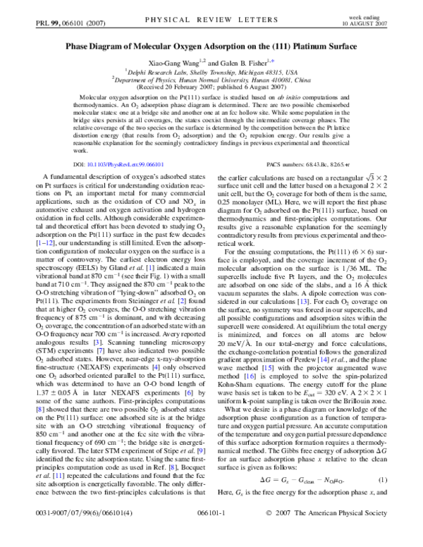 (PDF) Phase Diagram of Molecular Oxygen Adsorption on the (111 ...