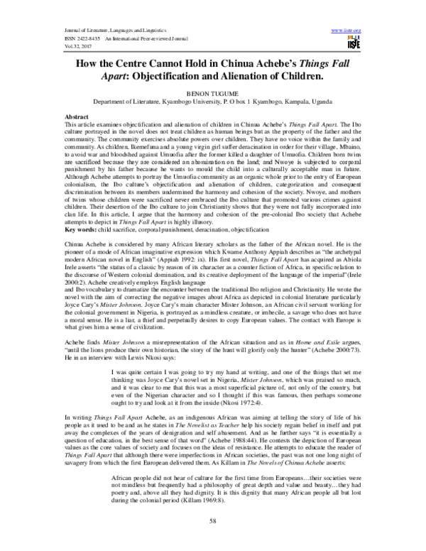 (PDF) How the Centre Cannot Hold in Chinua Achebe’s Things Fall Apart ...