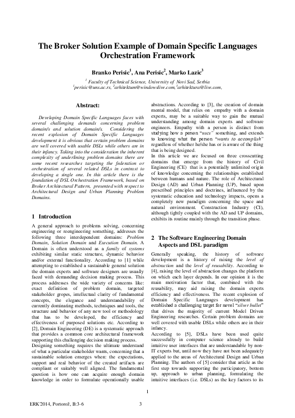 (PDF) The Broker Solution Example of Domain Specific Languages Orchestration Framework | Marko ...