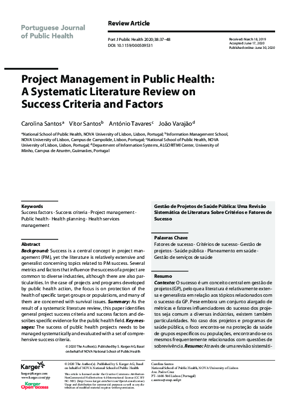 (PDF) Project Management in Public Health: A Systematic Literature ...