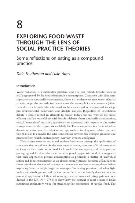 (PDF) Exploring Food Waste Through the Lens of Social Practice Theories ...