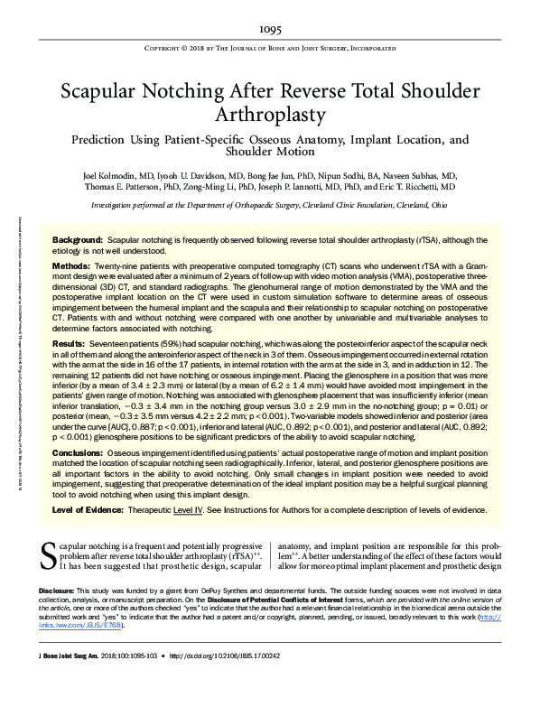 (PDF) Scapular Notching After Reverse Total Shoulder Arthroplasty