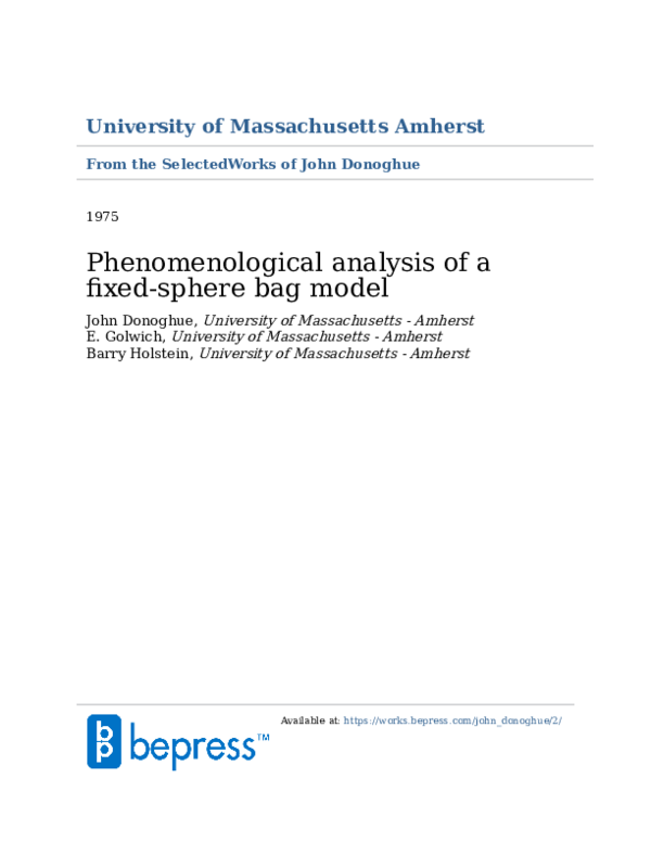(PDF) Phenomenological analysis of a fixed-sphere bag model