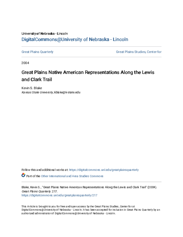 (PDF) Great Plains Native American Representations along the Lewis and ...