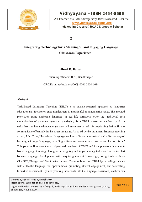 (PDF) Integrating Technology for a Meaningful and Engaging Language Classroom Experience
