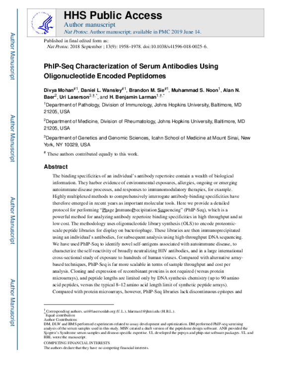 (PDF) PhIP-Seq characterization of serum antibodies using ...