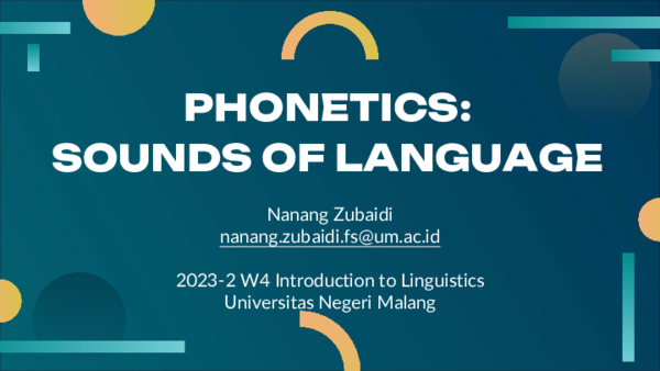 (PDF) PHONETICS: SOUNDS OF LANGUAGE