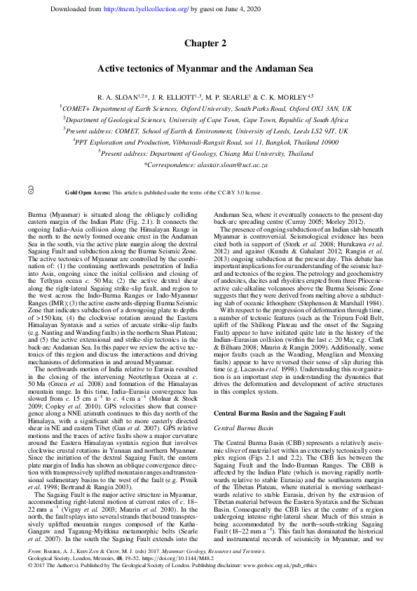 (PDF) Chapter 2 Active tectonics of Myanmar and the Andaman Sea