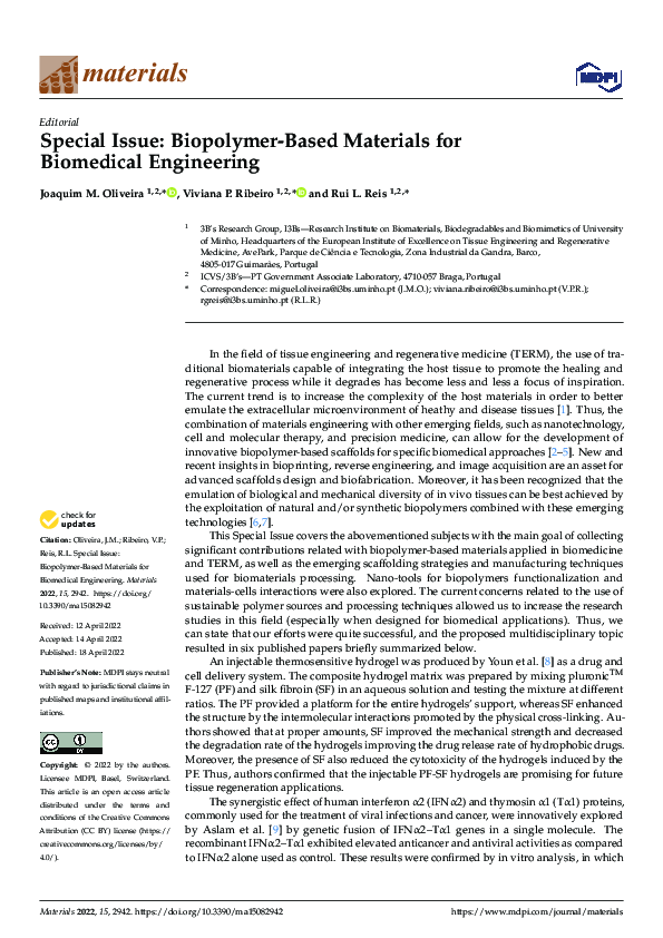 (PDF) Special Issue: Biopolymer-Based Materials for Biomedical ...
