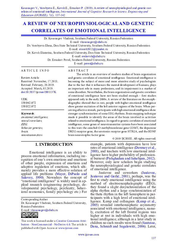 (PDF) A review of neurophysiological and genetic correlates of ...
