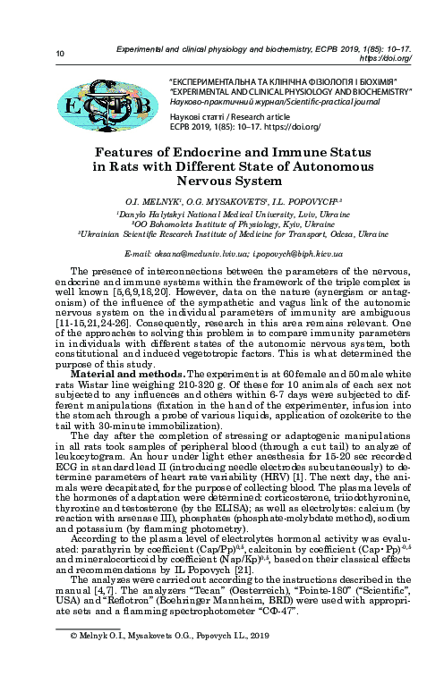 (PDF) Features of Endocrine and Immune Status in Rats with Different ...