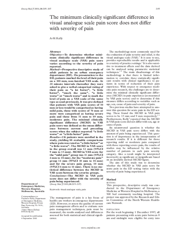 (PDF) Minimum Clinically Significant Difference in Pain Scores