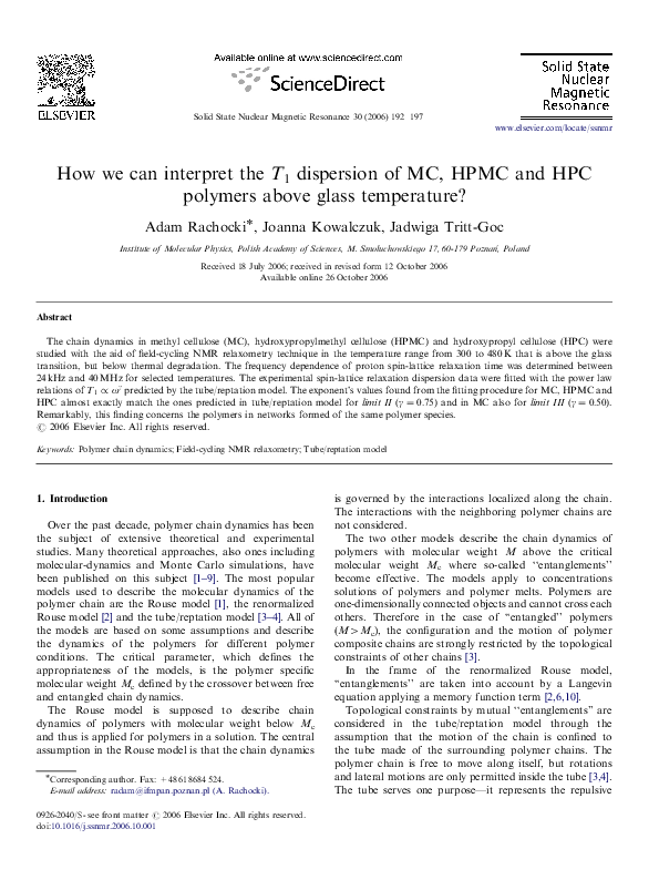 (PDF) How we can interpret the T1 dispersion of MC, HPMC and HPC ...
