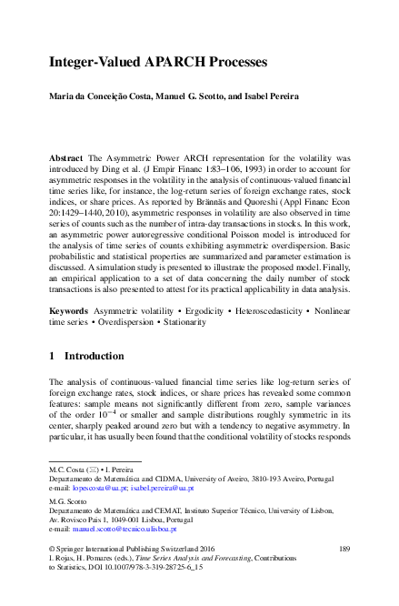 (PDF) Contributions to Statistics: Time Series Analysis and Forecasting