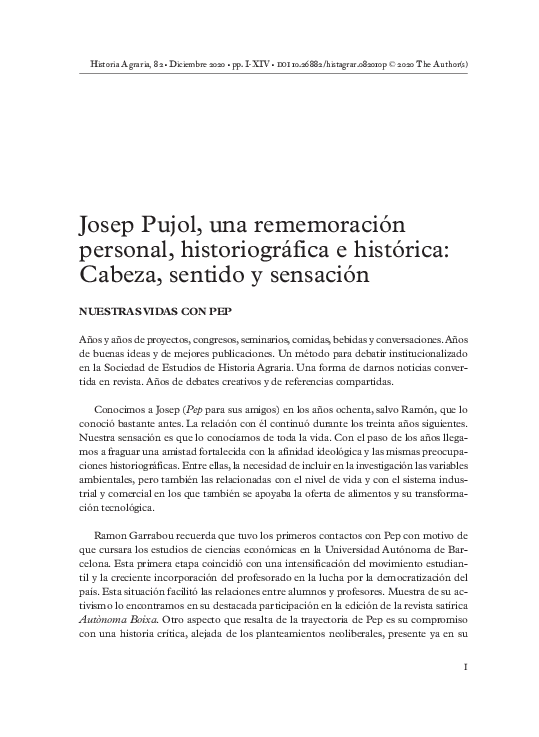 (PDF) Josep Pujol, una rememoración personal, historiográfica e ...