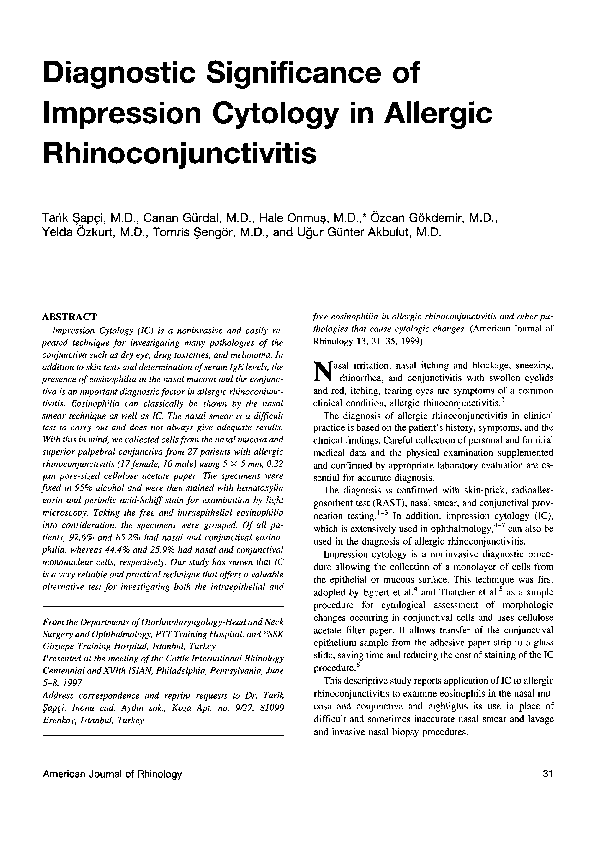 (PDF) Diagnostic Significance of Impression Cytology in Allergic ...