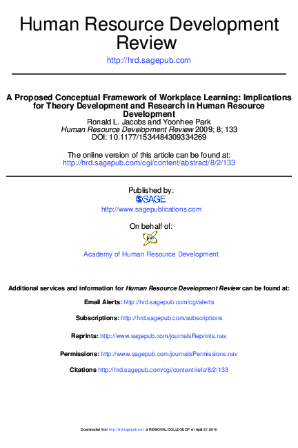(PDF) A Proposed Conceptual Framework of Workplace Learning ...