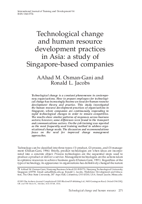 (PDF) Technological change and human resource development practices in Asia: a study of ...