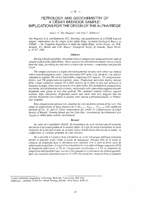 (PDF) Petrology and geochemistry of a CESAR bedrock sample ...