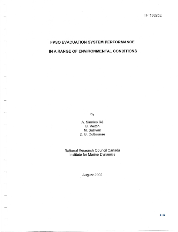 (PDF) FPSO Evacuation System Performance in a Range of Environmental ...