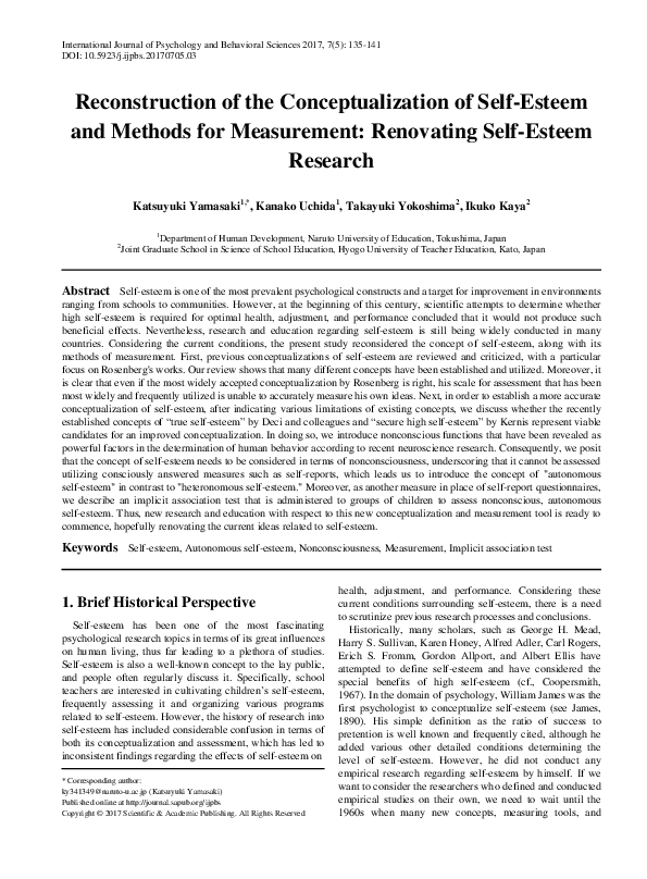 (PDF) Self-Esteem